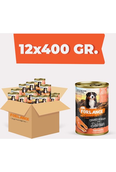 Forlance Yetişkin Köpekler Için Somonlu Tam Yaş Mama 400GR 12 Adet Forlance Yetişkin Köpekler Için Somonlu Tam Yaş Mama 400GR 12 Adet
