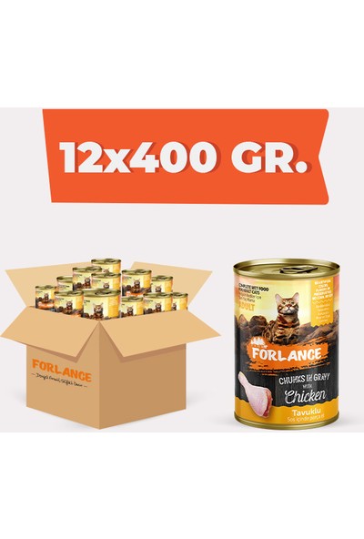 Forlance Yetişkin Kediler Için Tavuklu Tam Yaş Mama 400GR 12 Adet Forlance Yetişkin Kediler Için Tavuklu Tam Yaş Mama 400GR 12 Adet