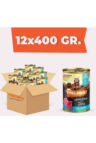 Forlance Yetişkin Kediler Için Ton Balıklı Tam Yaş Mama 400GR 12 Adet Forlance Yetişkin Kediler Için Ton Balıklı Tam Yaş Mama 400GR 12 Adet