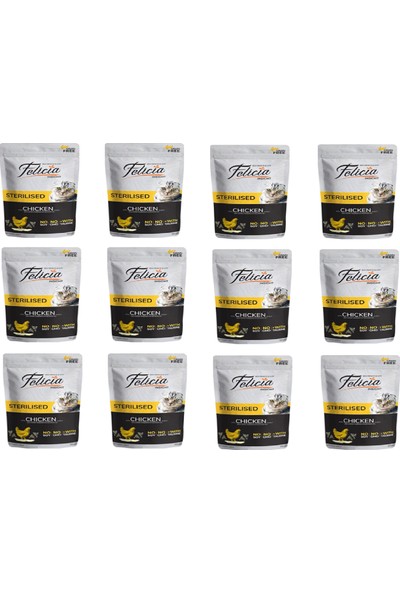 Felicia Tahılsız Tavuklu Kısırlaştırılmış Kedi Yaş Maması 85 gr x 12 Adet Felicia Tahılsız Tavuklu Kısırlaştırılmış Kedi Yaş Maması 85 gr x 12 Adet