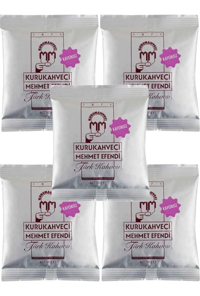 Kurukahveci Mehmet Efendi Türk Kahve Kafeinsiz 50 gr 5'li Kurukahveci Mehmet Efendi Türk Kahve Kafeinsiz 50 gr 5'li
