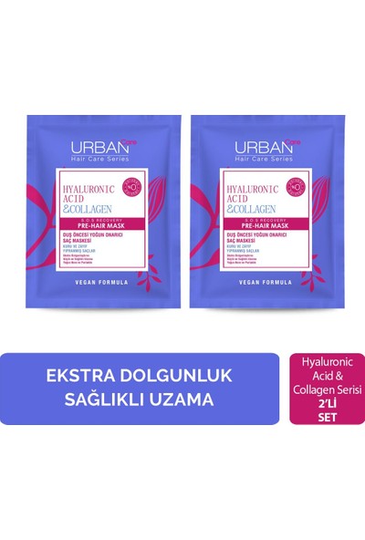 Urban Care Hyaluronic Acid & Collagen Pre Hair Mask x 2'li Set Urban Care Hyaluronic Acid & Collagen Pre Hair Mask x 2'li Set