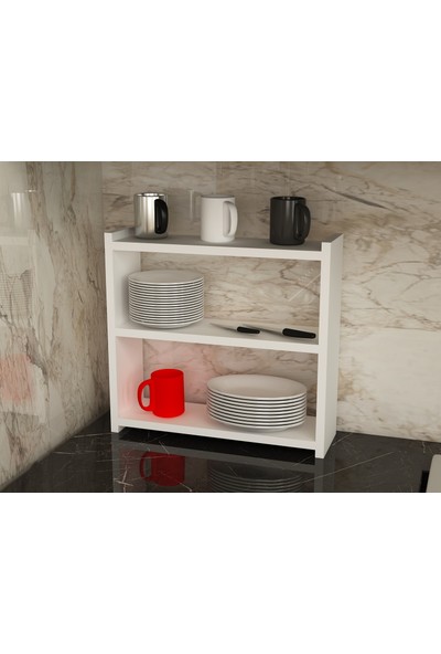 Cantek Mine Mutfak Tezgah Üstü Rafı Beyaz Cantek Mine Mutfak Tezgah Üstü Rafı Beyaz