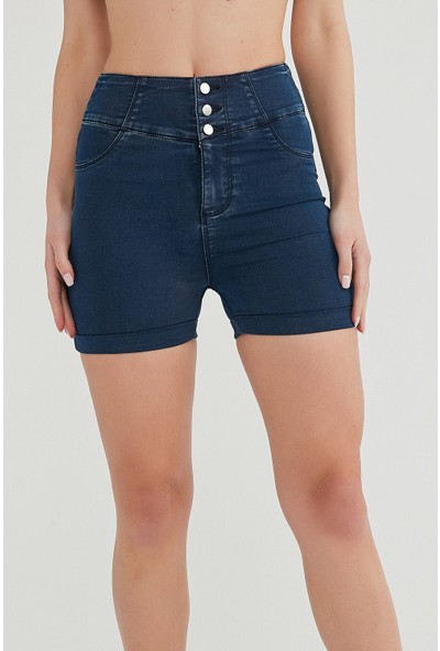Penti Denım Blue Midi Push Up Şort Penti Denım Blue Midi Push Up Şort