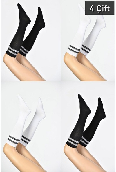 Lateks Derbili Çizgili Dizaltı Kadın Çorabı - Karışık