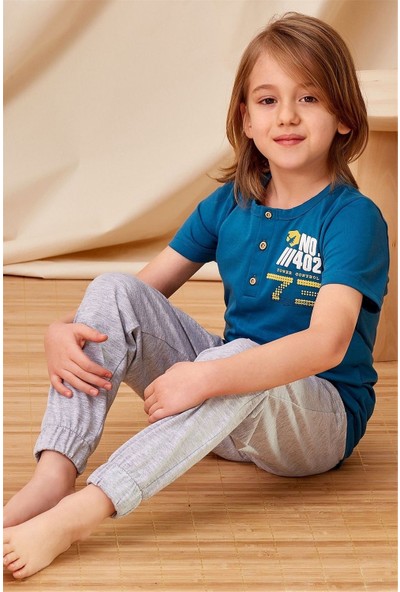 Pikidor Erkek Çocuk Petrol Önü Düğmeli Pijama Takım 104