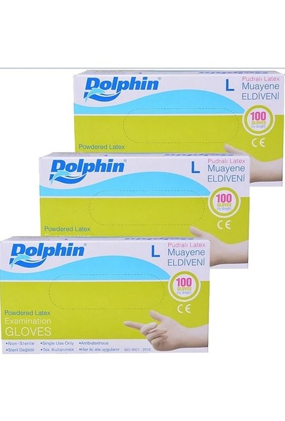 Dolphin Pudralı Lateks Eldiven 3lü Set (Large) (3X100) Dolphin Pudralı Lateks Eldiven 3lü Set (Large) (3X100)
