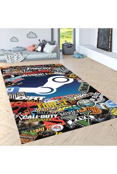 Veronya Steam Gaming Kaymaz Taban Genç ve Çocuk Odası Halısı Veronya Steam Gaming Kaymaz Taban Genç ve Çocuk Odası Halısı