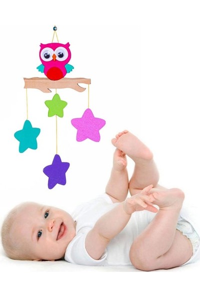 Ingodı Sevimli Baykuş ve Yıldızlar Ahşap Dönence Bebek Beşik Oyuncağı