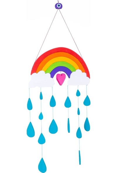 Ingodı Gökkuşağı ve Yağmur Damlaları Ahşap Dönence Bebek Beşik Oyuncağı