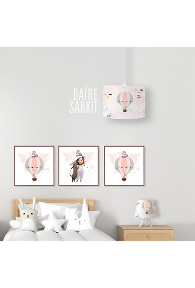 Popcorn Kids World Map Daire Sarkıt Aydınlatma (Large)