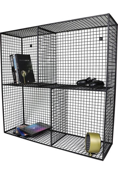 Wess Dizayn Metal Duvar Rafı 4 Gözlü Grid Kare Model Kitaplık Wd-63 Wess Dizayn Metal Duvar Rafı 4 Gözlü Grid Kare Model Kitaplık Wd-63