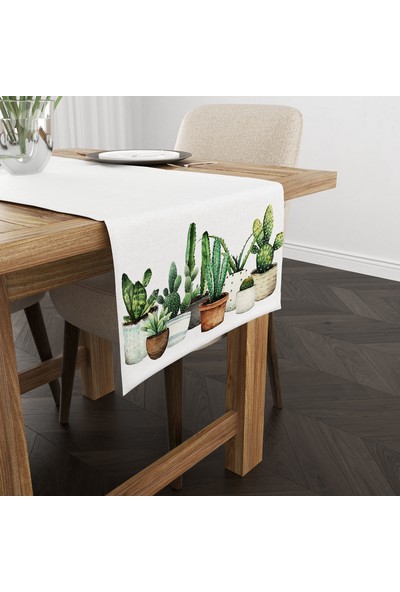 Ysa Home Suluboya Kaktüs Desenli Dekoratif Modern Runner Ysa Home Suluboya Kaktüs Desenli Dekoratif Modern Runner