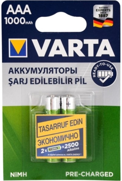 Varta 5703 1000 Mah Aaa Şarj Edilebilir Ince Kalem Pil 2'li Varta 5703 1000 Mah Aaa Şarj Edilebilir Ince Kalem Pil 2'li