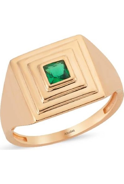 Altınbaş Yeşil Taşlı Altın Yüzük
