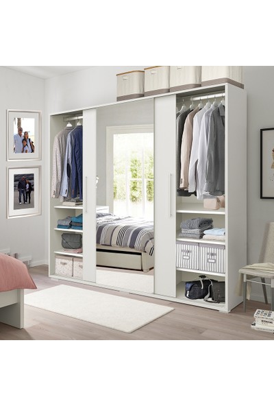 Dekorex SRG-208-BEYAZ -Sürgü Üç Kapaklı Aynalı Gardırop Dekorex SRG-208-BEYAZ -Sürgü Üç Kapaklı Aynalı Gardırop
