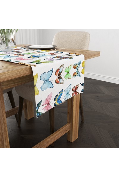Ysa Home Kelebek Temalı Dekoratif Modern Runner Ysa Home Kelebek Temalı Dekoratif Modern Runner