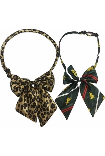 Imparator Köpek Papyonu Ikili Leopar ve Yeşil Desenli Imparator Köpek Papyonu Ikili Leopar ve Yeşil Desenli