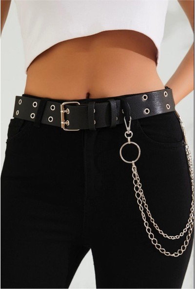 Bellavino Zımbalı Zincir Detaylı Kadın Kemer R600STM Bellavino Zımbalı Zincir Detaylı Kadın Kemer R600STM