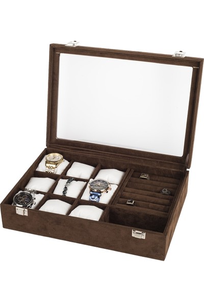 Impala Saat + Yüzük + Kol Düğmesi + Gözlük Çok Amaçlı Ahşap Kasa Üzeri Deri Kaplama Takı Kutusu Impala Saat + Yüzük + Kol Düğmesi + Gözlük Çok Amaçlı Ahşap Kasa Üzeri Deri Kaplama Takı Kutusu