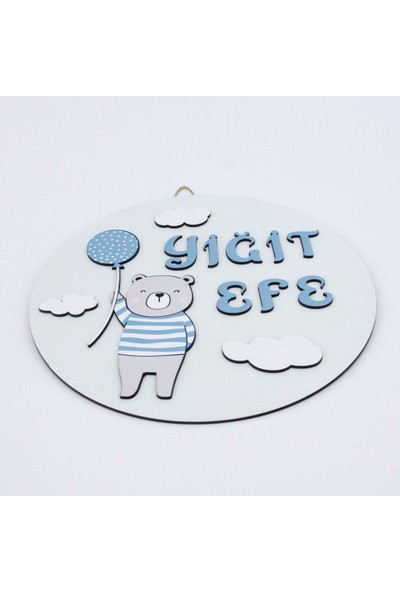 Isme Özel Tatlı Ayıcık Çocuk Odası Kapı Süsü