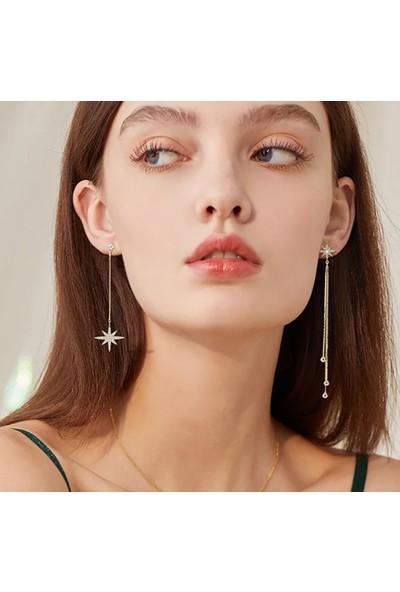 Anello Kutup Yıldızı Kristal Taşlı Gold Bayan Küpe Anello Kutup Yıldızı Kristal Taşlı Gold Bayan Küpe