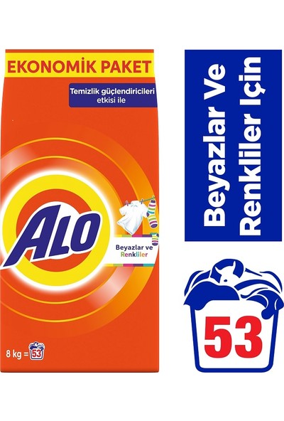 Alo Toz Deterjan Beyaz ve Renkliler 8 kg Alo Toz Deterjan Beyaz ve Renkliler 8 kg