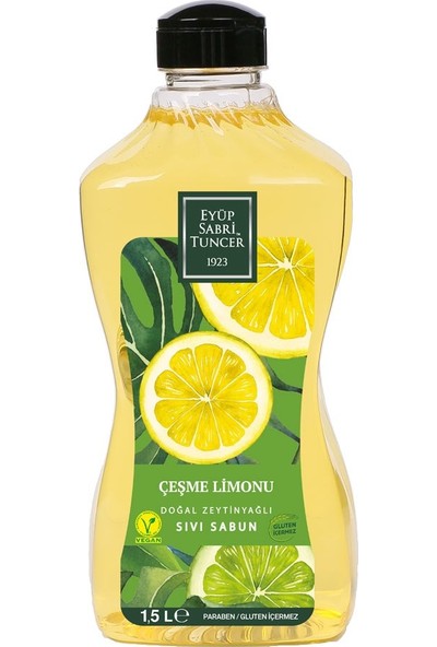 Eyüp Sabri Tuncer Çeşme Limonu Doğal Zeytinyağlı Sıvı Sabun 1.5 Lt Eyüp Sabri Tuncer Çeşme Limonu Doğal Zeytinyağlı Sıvı Sabun 1.5 Lt