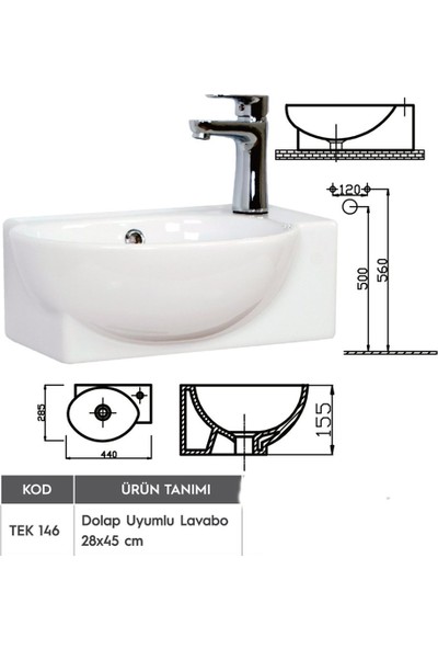 Alvit Dolap Uyumlu Lavabo 28X45 Alvit Dolap Uyumlu Lavabo 28X45