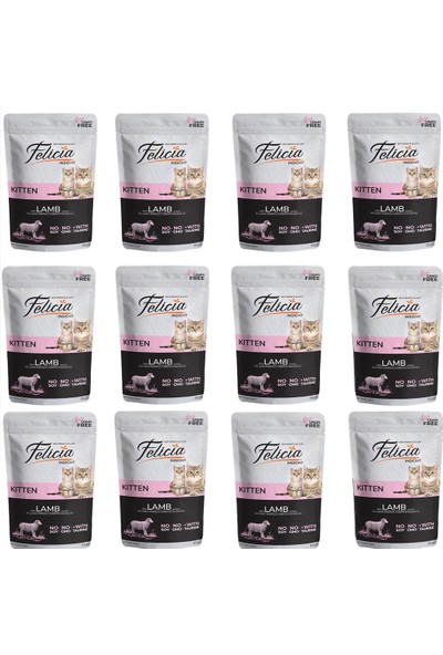 Felicia Tahılsız Kuzu Etli Yavru Kedi Yaş Maması 85 gr x 12 Adet Felicia Tahılsız Kuzu Etli Yavru Kedi Yaş Maması 85 gr x 12 Adet