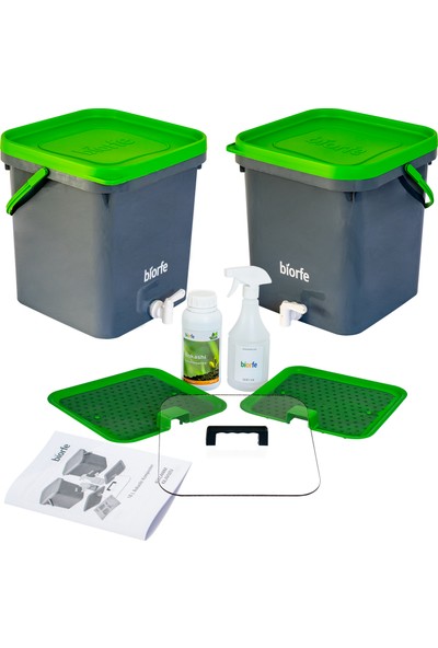 Biorfe Bokashi Kompost Kovası 18 Litre Ikili Set Biorfe Bokashi Kompost Kovası 18 Litre Ikili Set
