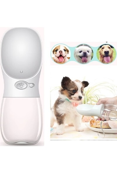 İndirim Kap Taşınabilir Kedi Köpek Suluğu Seyahat Su Şişesi Kaseli Emniyetli Sızdırmaz Kutulu 350ML