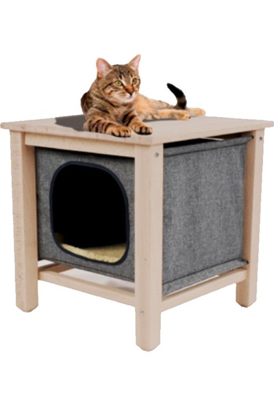 Croci Ahşap Küp Dizayn Kedi Yatağı 50X50X50 cm