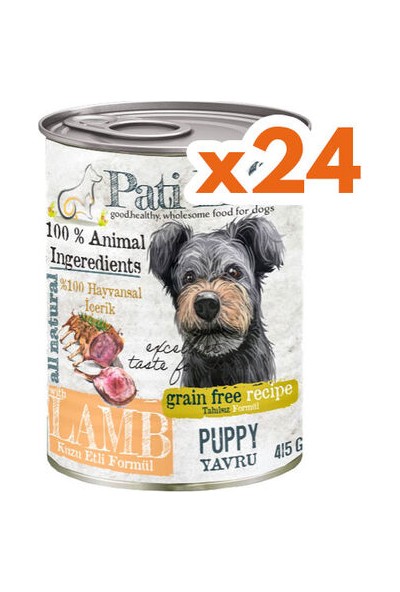 Pati Life 24'Lü Kuzu Etli Konserve Yaş Köpek Maması 415 Gr