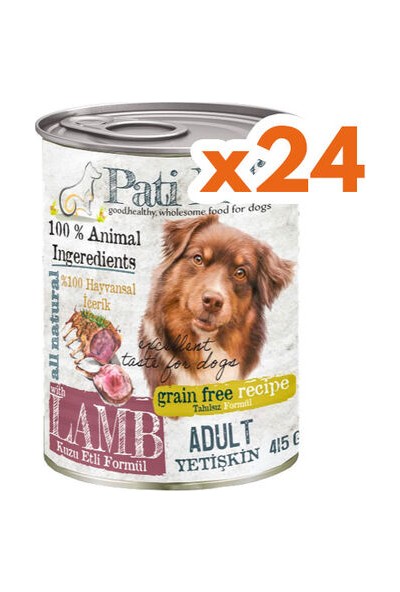 Pati Life Kuzu Etli Yetişkin Köpek Konservesi 400 gr 24' lü