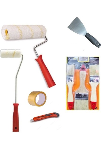 Hesaplı Hırdavat 8 Parça Boya Seti Duvar Boyama Badana 8 Parça Birarada Hesaplı Hırdavat 8 Parça Boya Seti Duvar Boyama Badana 8 Parça Birarada