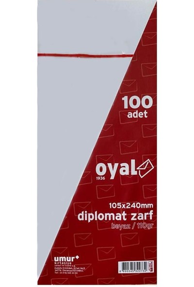 Oyal Diplomat Zarf Beyaz 110 gr 100'LÜ 105 x 240 mm Oyal Diplomat Zarf Beyaz 110 gr 100'LÜ 105 x 240 mm