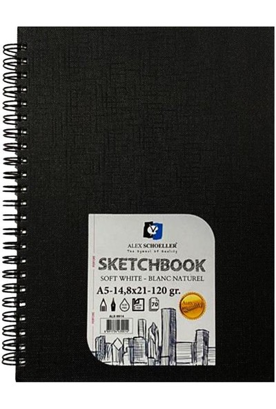 Alex Schoeller A5 120 gr 70 Yaprak Spiralli Eskiz Defteri ALX-9914