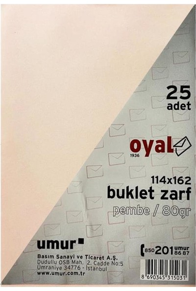 Oyal Buklet Zarf Pembe 80 gr Silikonlu 11 4 x 16 2 Oyal Buklet Zarf Pembe 80 gr Silikonlu 11 4 x 16 2