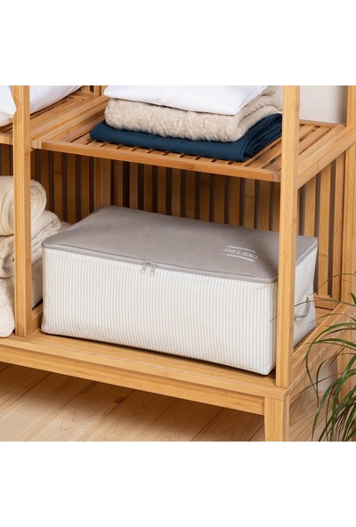 Ocean Home Orta Boy Stuff&things Gri Çizgili Hurç 52 x 28 x 21 cm Ocean Home Orta Boy Stuff&things Gri Çizgili Hurç 52 x 28 x 21 cm