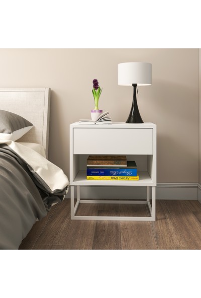 Mordeka Premium Beyaz Çekmeceli Komodin Mordeka Premium Beyaz Çekmeceli Komodin