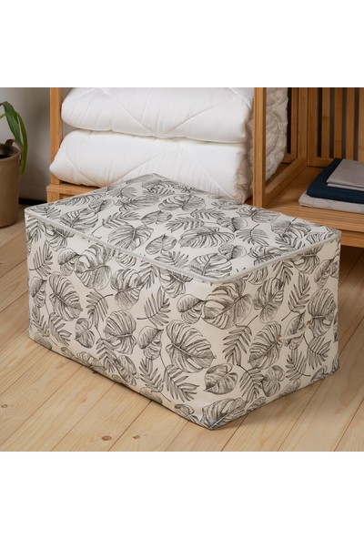 OCEAN HOME Büyük Boy Siyah Yaprak Desenli Hurç//64x41x35