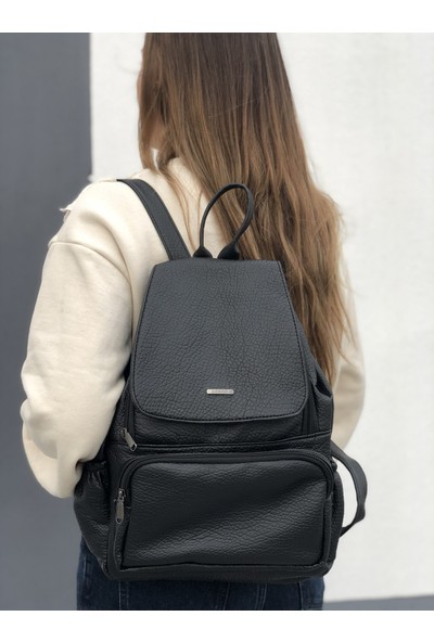 Lebina Kadın Yıkanmış Deri Sırt Çantası