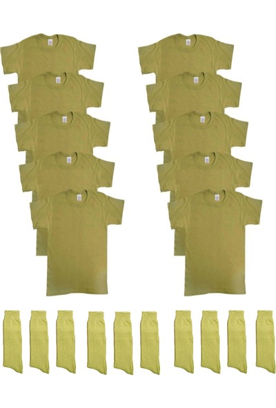Single Sword Erkek Askeri 10'lu Yarım Kol Fanila Askeri Atlet Seti + Erkek Askeri 10'lu Çorap Seti Single Sword Erkek Askeri 10'lu Yarım Kol Fanila Askeri Atlet Seti + Erkek Askeri 10'lu Çorap Seti