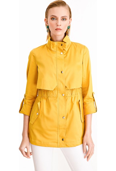 Ekol Kadın Dik Yaka Fermuarlı Trençkot 6057012 Hardal