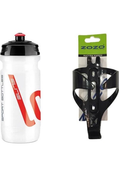 Elite Loli Beyaz Bisiklet Matarası 600ML + Kafes Elite Loli Beyaz Bisiklet Matarası 600ML + Kafes