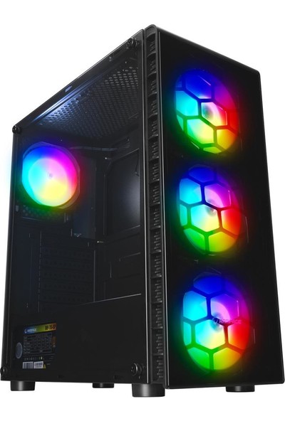 Rampage REDSKY RGB 4 x 12 cm RGB Fanlı 700W 80 Plus Bronze Tempered Camlı Kasa Rampage REDSKY RGB 4 x 12 cm RGB Fanlı 700W 80 Plus Bronze Tempered Camlı Kasa