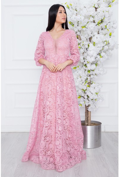 Kalopya Mimoza 13312 Dantel Uzun Elbise Kalopya Mimoza 13312 Dantel Uzun Elbise