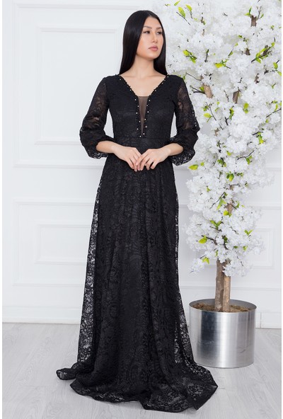 Kalopya Mimoza 13312 Dantel Uzun Elbise Kalopya Mimoza 13312 Dantel Uzun Elbise