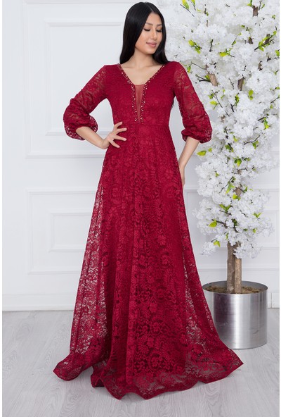 Kalopya Mimoza 13312 Dantel Uzun Elbise Kalopya Mimoza 13312 Dantel Uzun Elbise